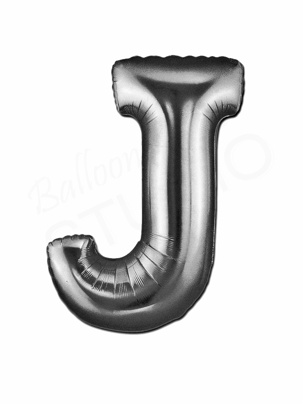 Silver Balloon Letter J balloons vancouver JC Balloon Studio