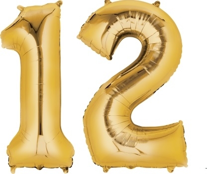 Gold 12 Balloon Numbers balloons vancouver JC Balloon Studio