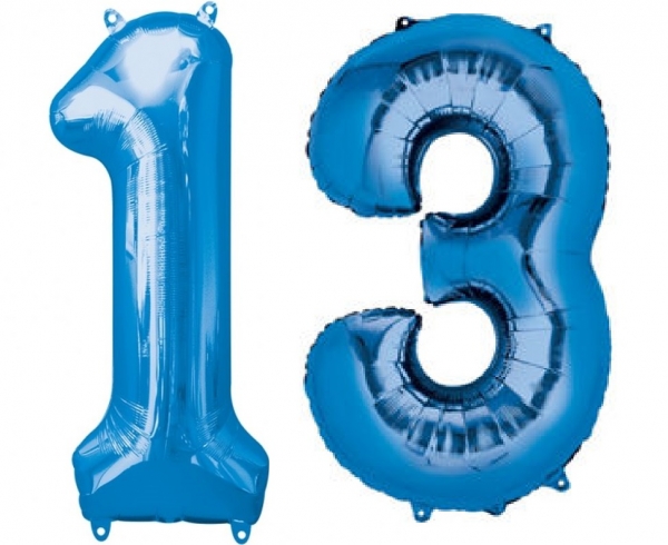 Blue 13 Number Balloons balloons vancouver JC Balloon Studio