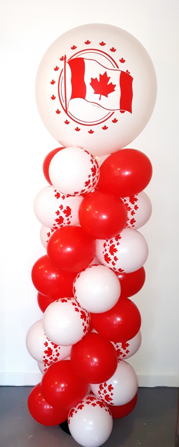 Canada Day Maple Leaf Column 8 balloons vancouver JC Balloon Studio
