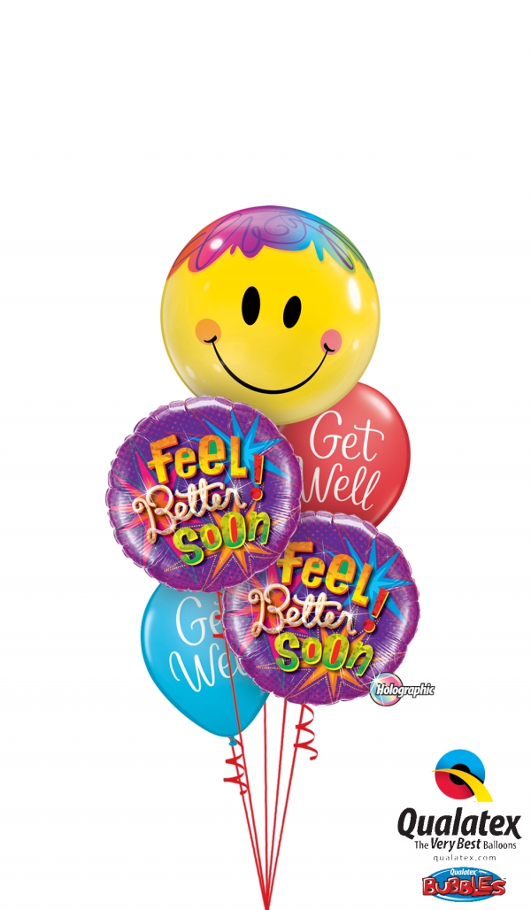 Get Well Smiley Bouquet 12 balloons vancouver JC Balloon Studio
