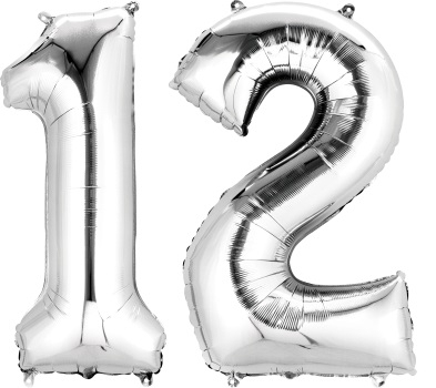 Silver 12 Number Balloons balloons vancouver JC Balloon Studio